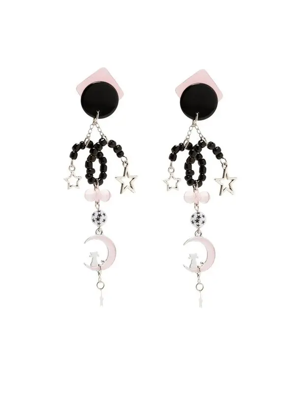 AMIR SLAMA BIJOUX Amir Slama Moon Pendant Earrings - Black