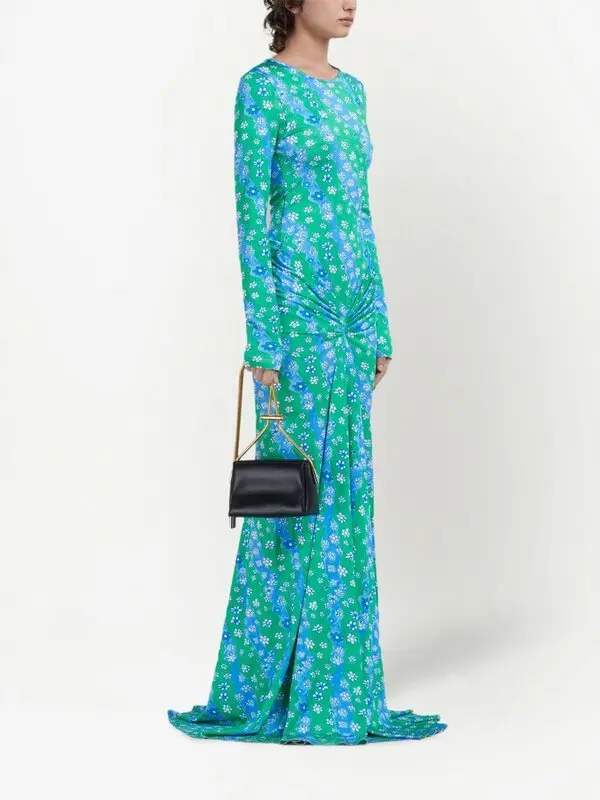 Marni Floral-Print Ruched Maxi Dress In Green 70% Off Editorialist