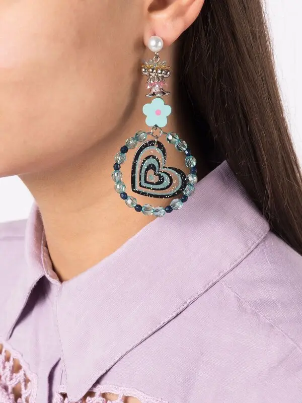 AMIR SLAMA Heart-embellished Drop Earrings