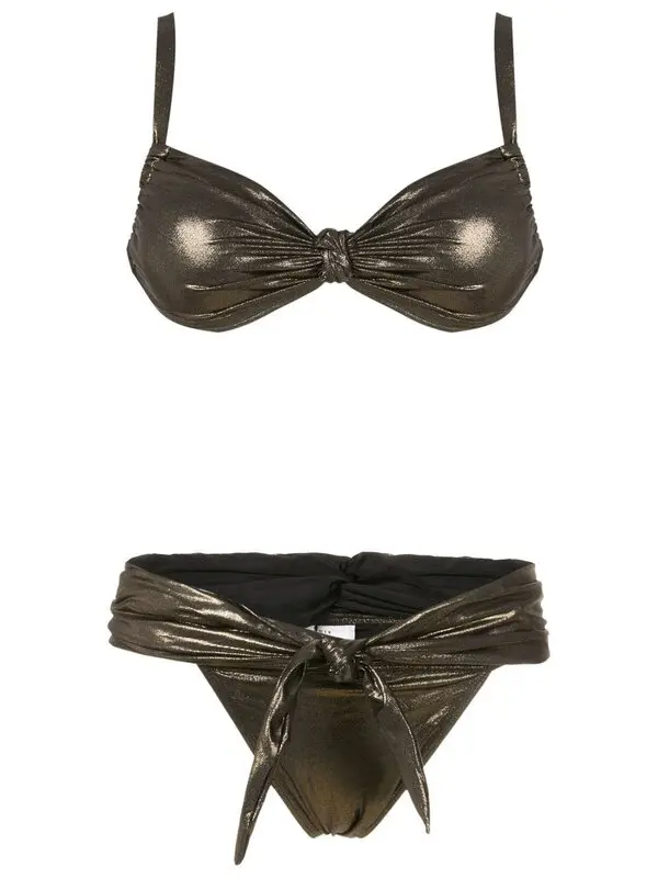AMIR SLAMA Gathered-detail Self-tie Bikini - Black