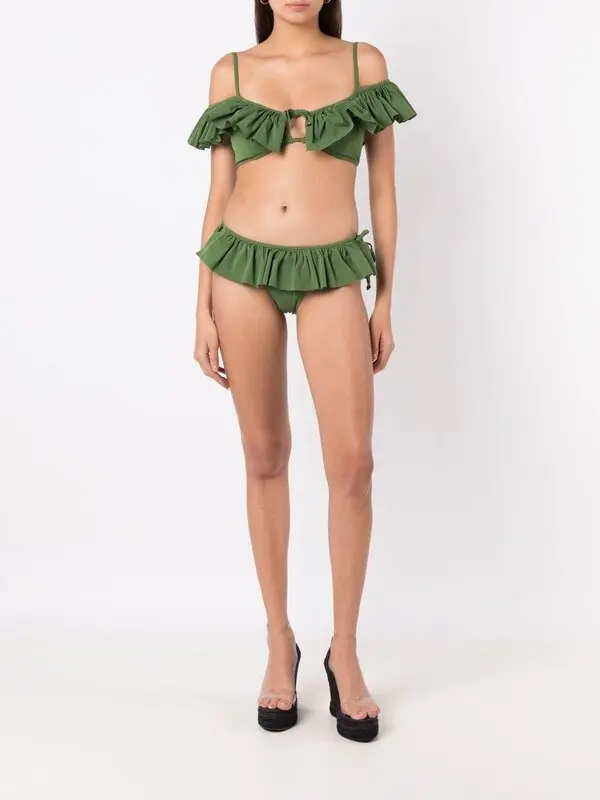 AMIR SLAMA Ruffle-detail Cold-shoulder Bikini