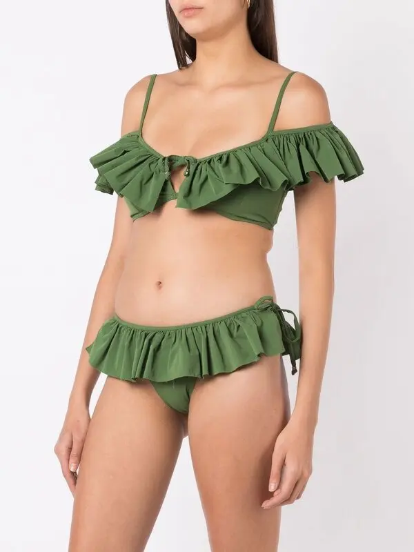 AMIR SLAMA Ruffle-detail Cold-shoulder Bikini