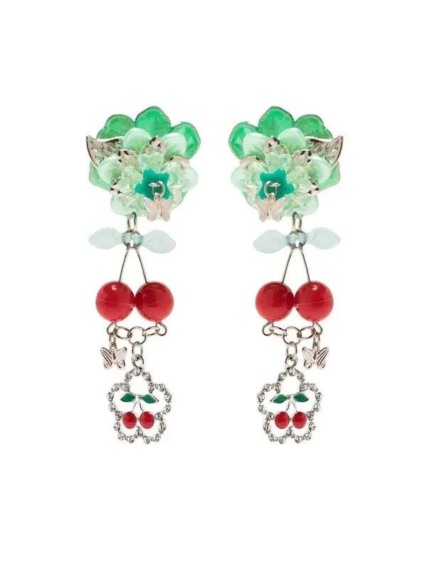 AMIR SLAMA Cherry Motif Drop Earrings - Green