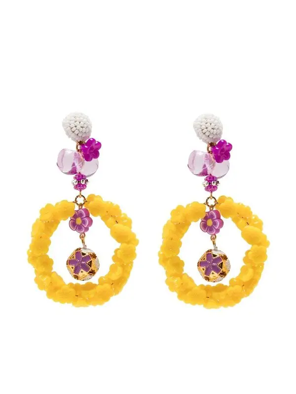 AMIR SLAMA Floral Appliqué Drop Earrings - Yellow