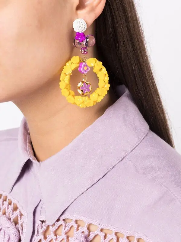 AMIR SLAMA Floral Appliqué Drop Earrings