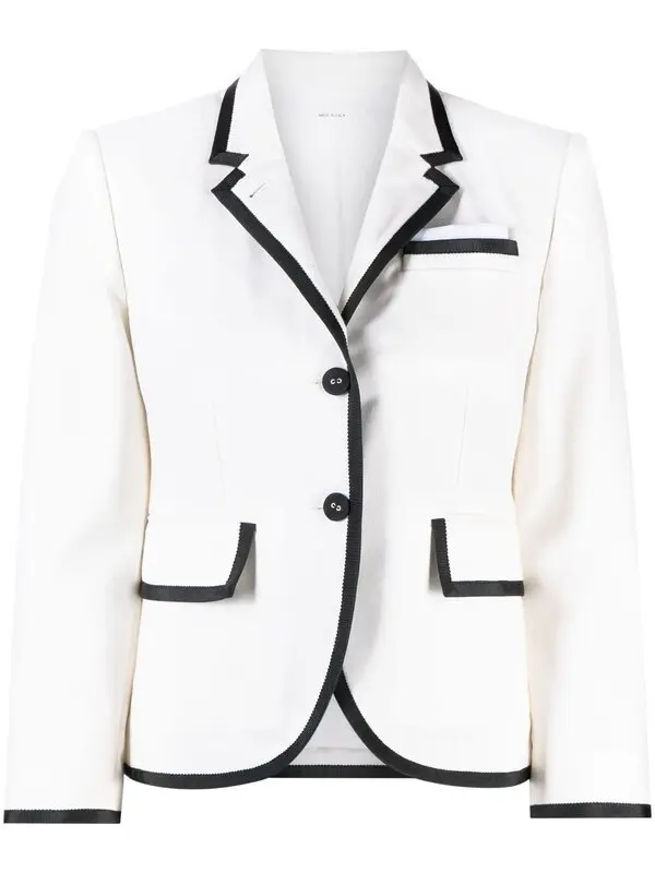 Thom Browne Grosgrain Ribbon-trim Blazer - White