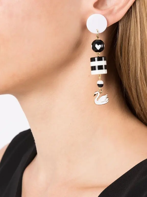 AMIR SLAMA Swan Charm Drop Earrings