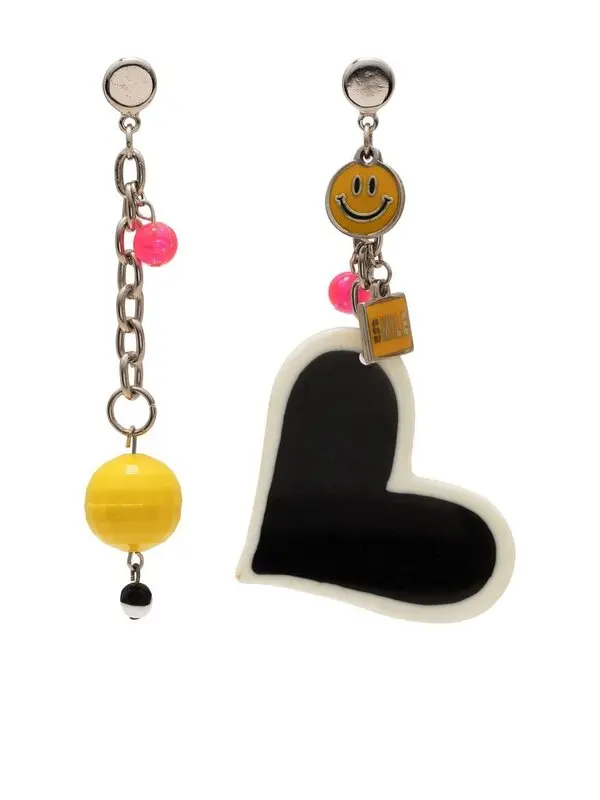 AMIR SLAMA BIJOUX Amir Slama Heart Charm Drop Earrings - Multicolour