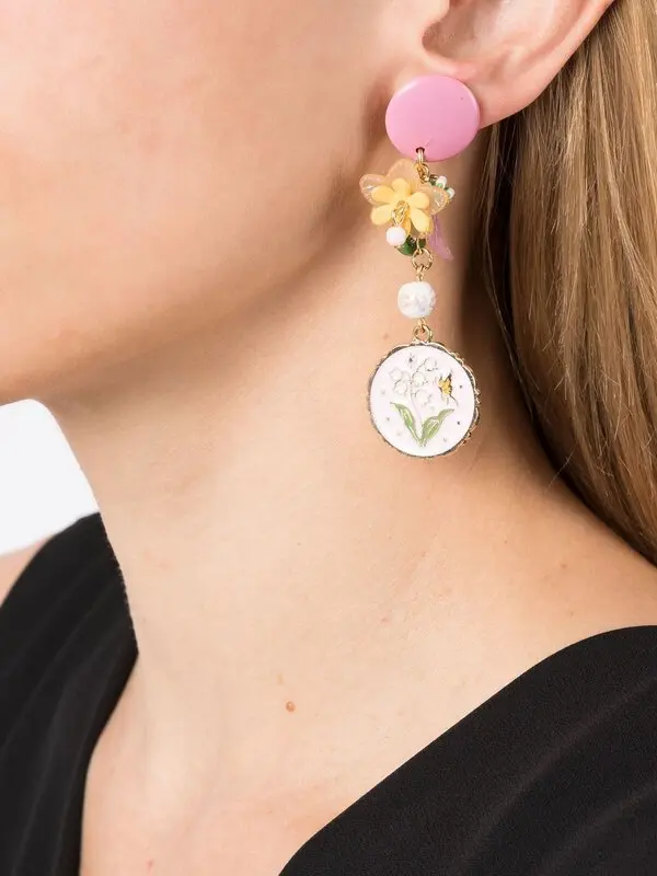 AMIR SLAMA Floral-appliqué Drop Earrings