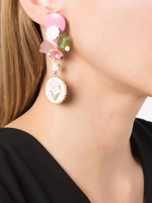 AMIR SLAMA Floral-appliqué Drop Earrings