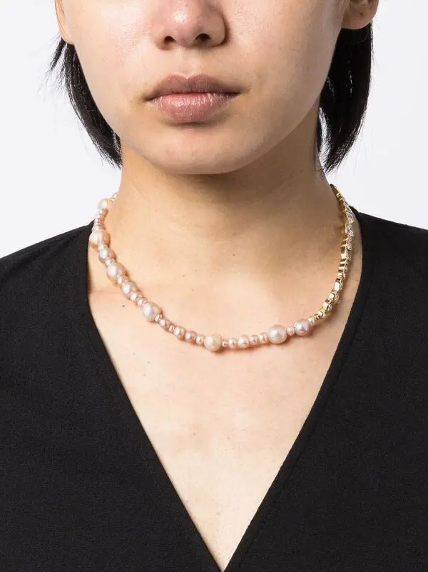 Completedworks Pearl And Zirconia Chain Necklace