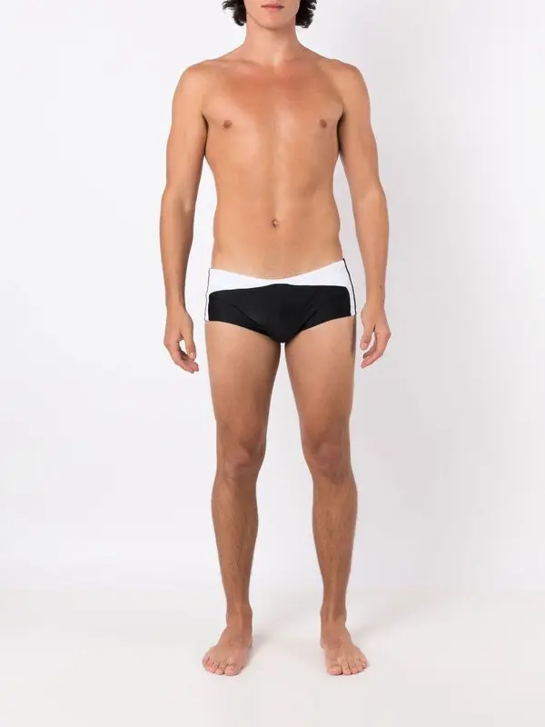 AMIR SLAMA Two-tone Logo Swim Shorts - Black