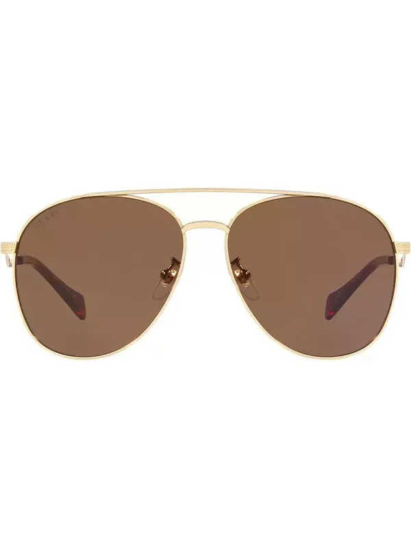 Gucci Double-bridge Aviator Sunglasses - Gold