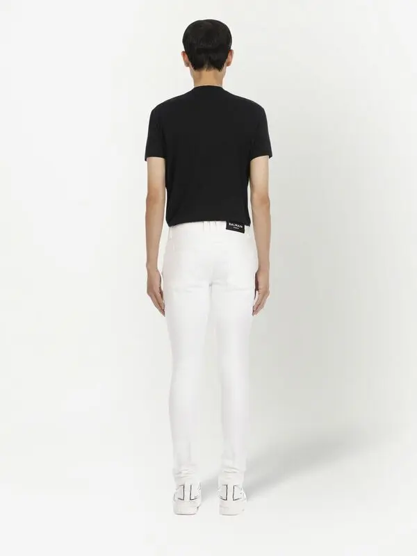 Balmain Stretch-cotton Low-rise Slim-cut Jeans - White