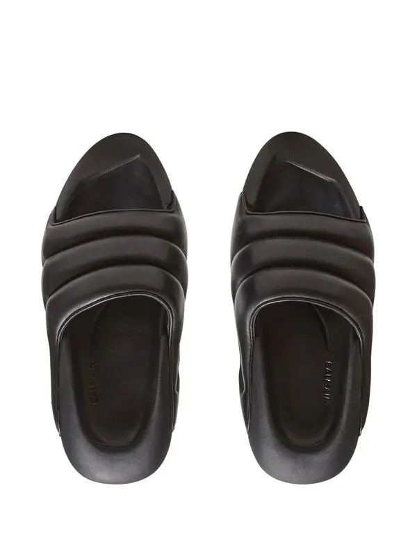 Balmain Puffy Quilted Slides - Black - 70% Off | Editorialist