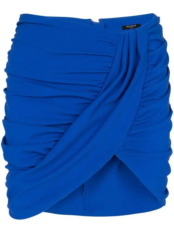 Balmain Ruched Mini Skirt - Blue