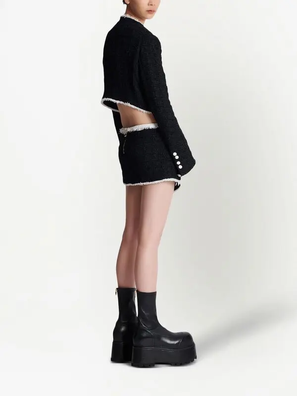 Balmain V-neck Cropped Tweed Jacket