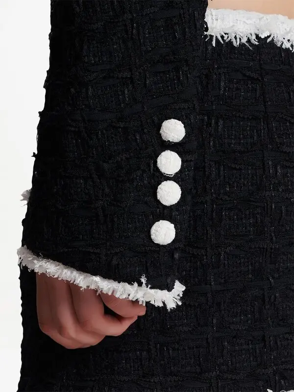 Balmain V-neck Cropped Tweed Jacket
