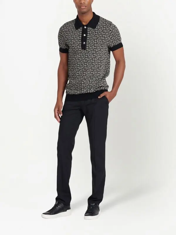 Balmain Pb Monogram Jacquard Polo Shirt