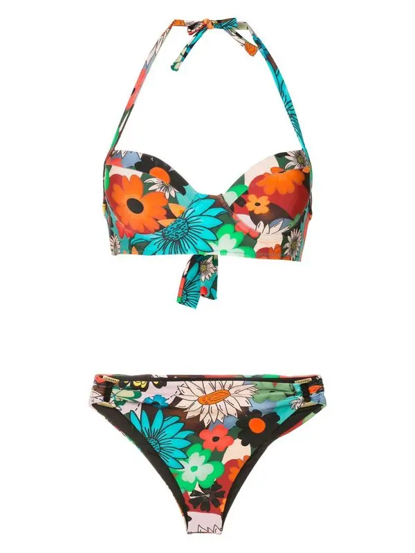 AMIR SLAMA Floral-print Halterneck Bikini - Multicolour