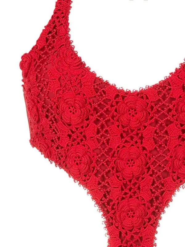 AMIR SLAMA Floral-lace Halterneck One-piece Swimsuit