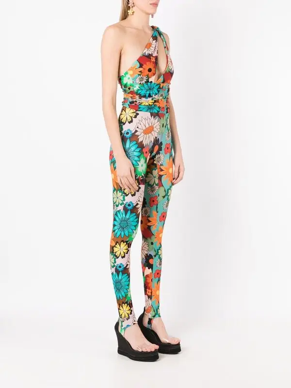 AMIR SLAMA Floral-print One-shoulder Jumpsuit