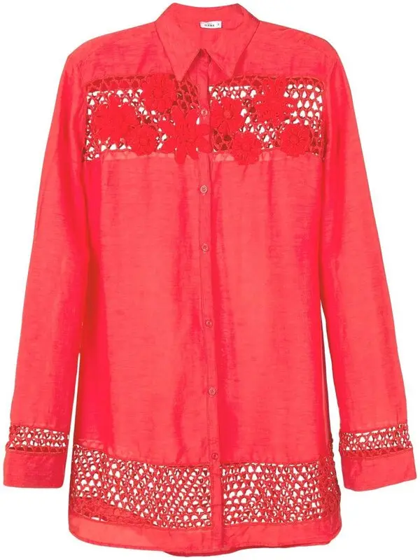 AMIR SLAMA Oversize Shirt With Floral-lace Detail