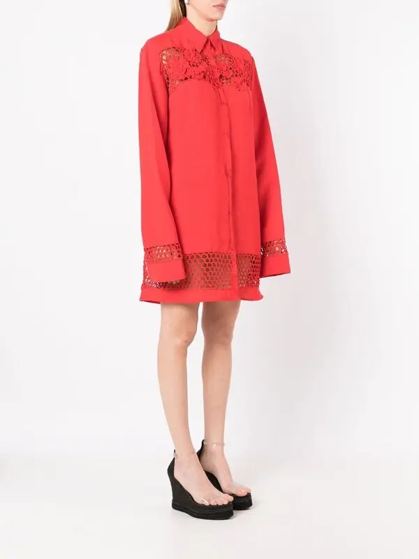 AMIR SLAMA Oversize Shirt With Floral-lace Detail