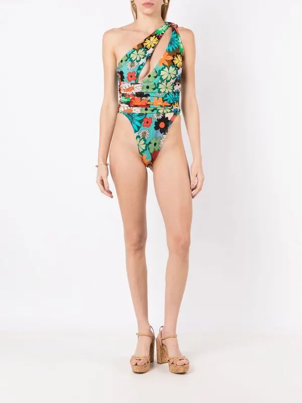 AMIR SLAMA One-shoulder Floral Swimsuit