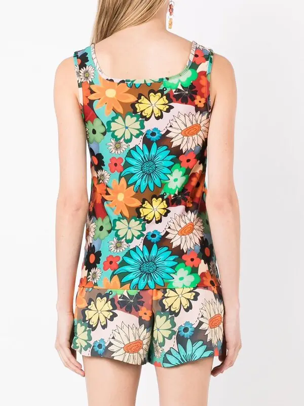 AMIR SLAMA Floral-print V-neck Top