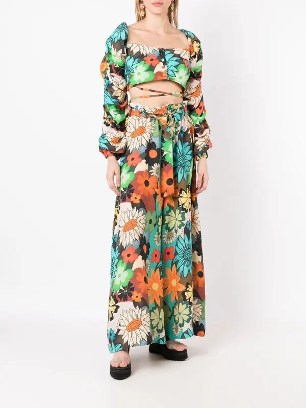 AMIR SLAMA Floral-print Flared Trousers