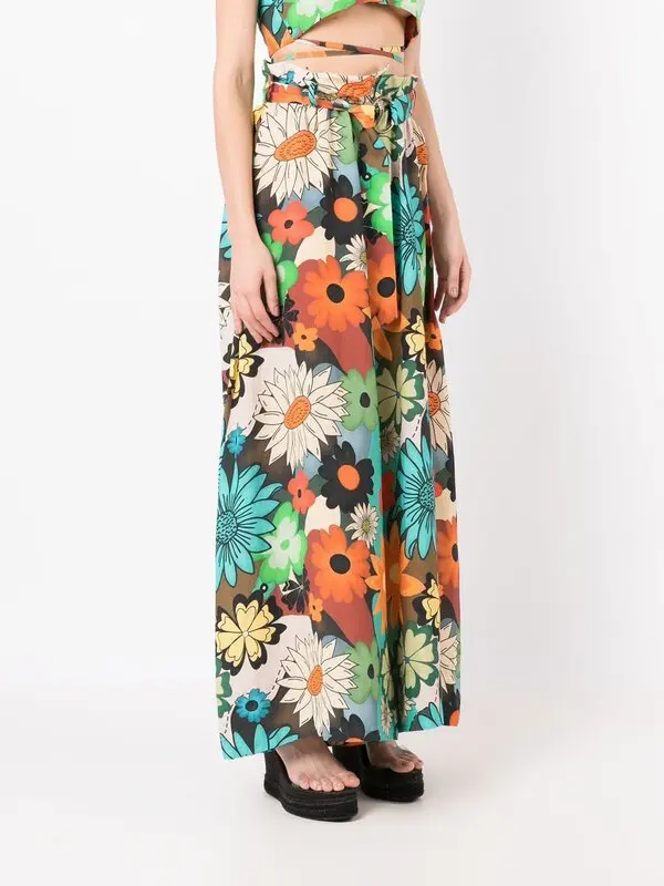 AMIR SLAMA Floral-print Flared Trousers