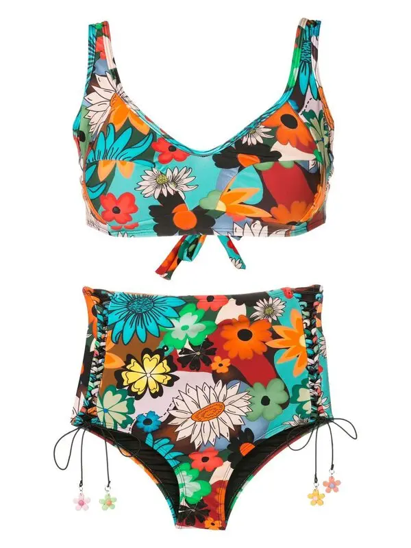 AMIR SLAMA Floral-print Bikini Set - Multicolour