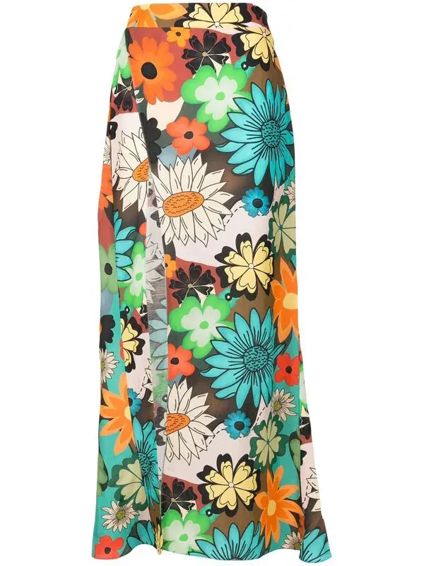 AMIR SLAMA Floral Print Wrap Skirt