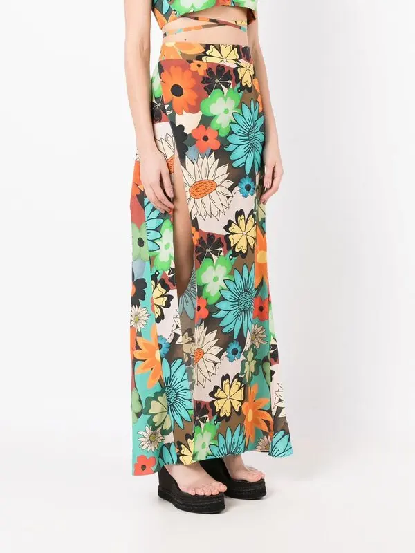 AMIR SLAMA Floral Print Wrap Skirt