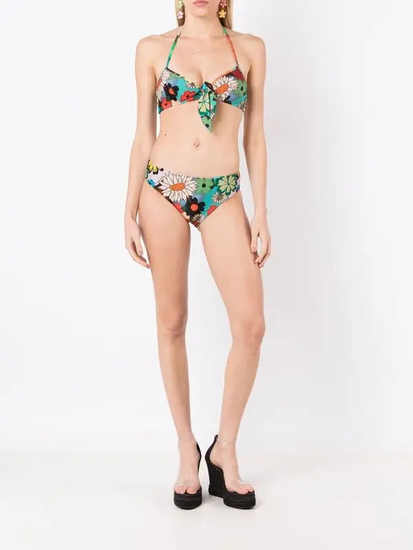 AMIR SLAMA Floral-print Halterneck Bikini