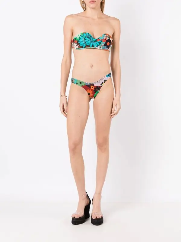 AMIR SLAMA Floral-print Bandeau Bikini