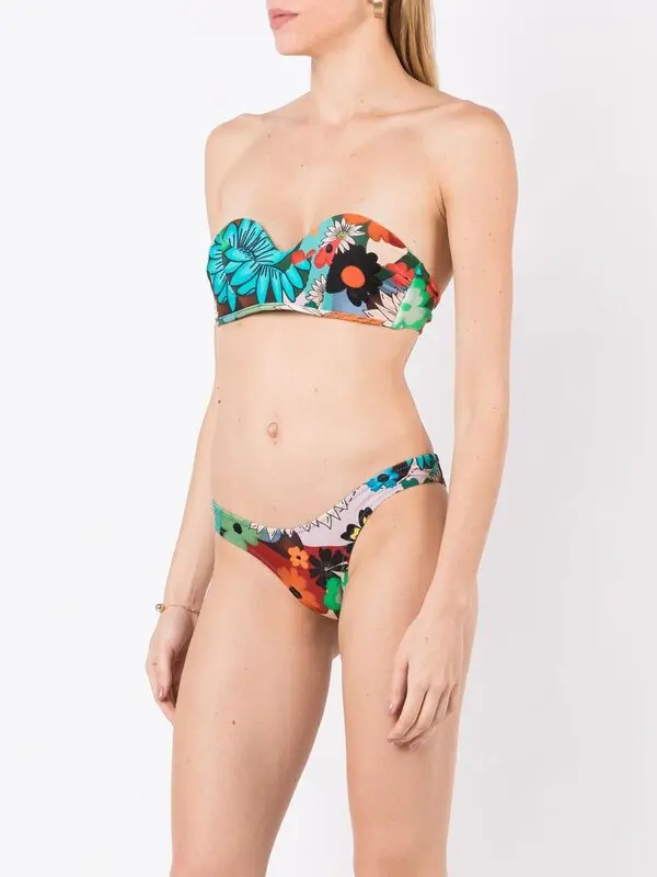 AMIR SLAMA Floral-print Bandeau Bikini