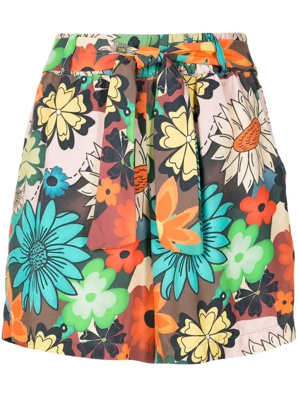 AMIR SLAMA Floral-print Belted Shorts