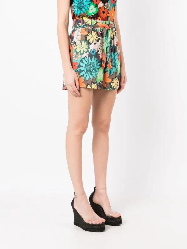 AMIR SLAMA Floral-print Belted Shorts