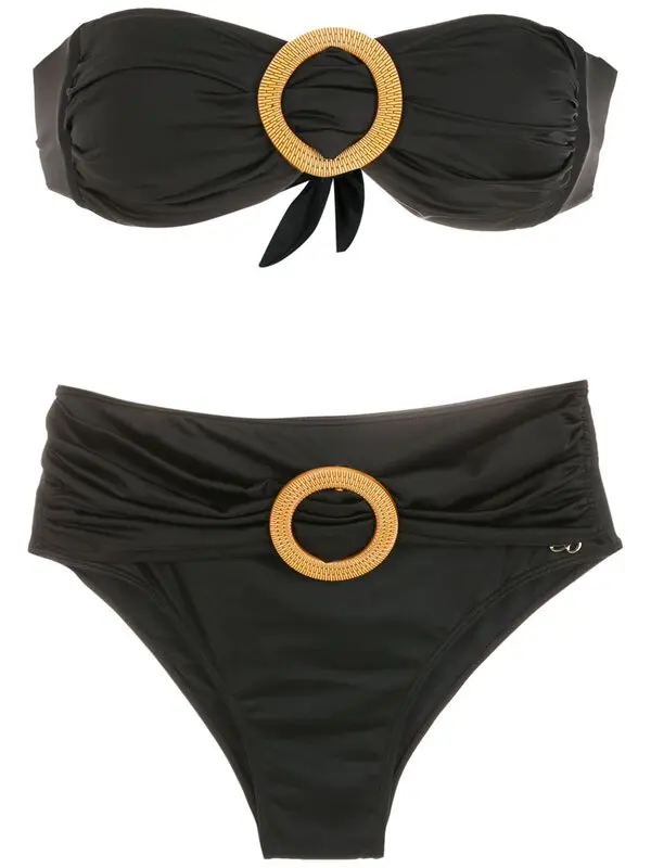 BRIGITTE Ring-detail Bandeau Bikini Set - Black