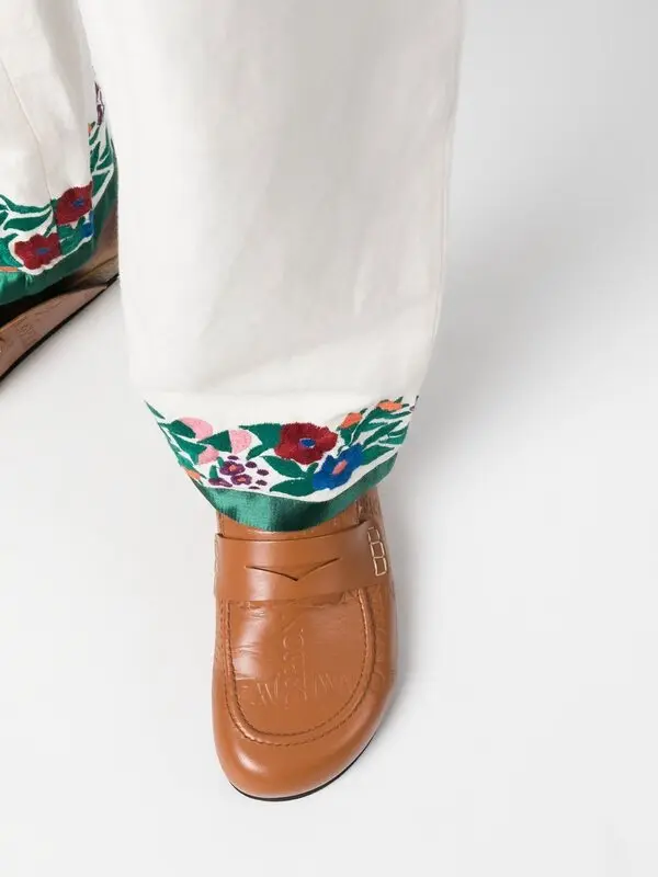 BODE Embroidered-hem Trousers - Neutrals