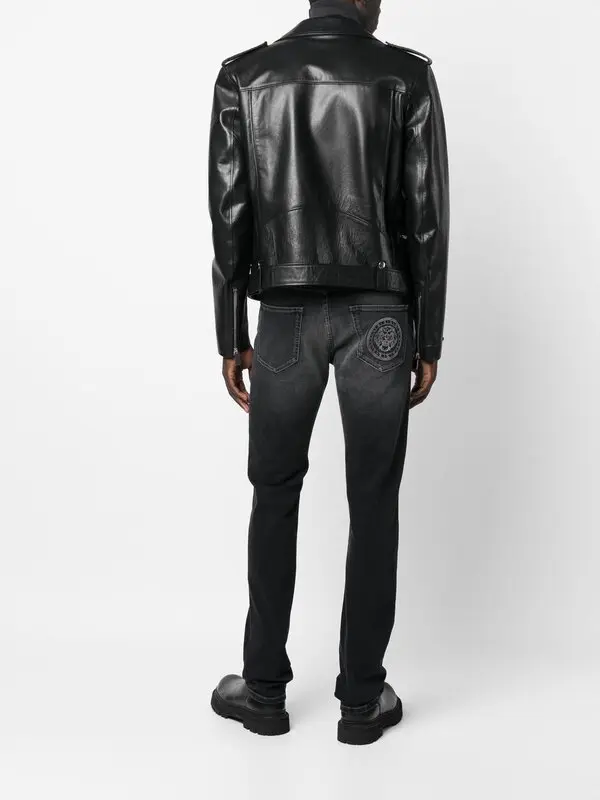 BILLIONAIRE Logo-patch Straight-leg Jeans - Black