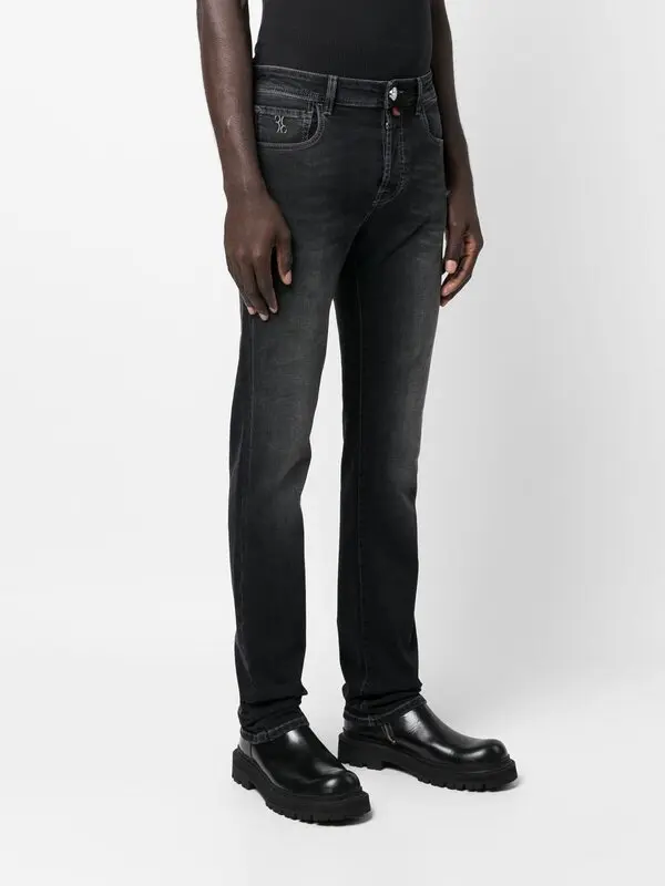 BILLIONAIRE Logo-patch Straight-leg Jeans - Black
