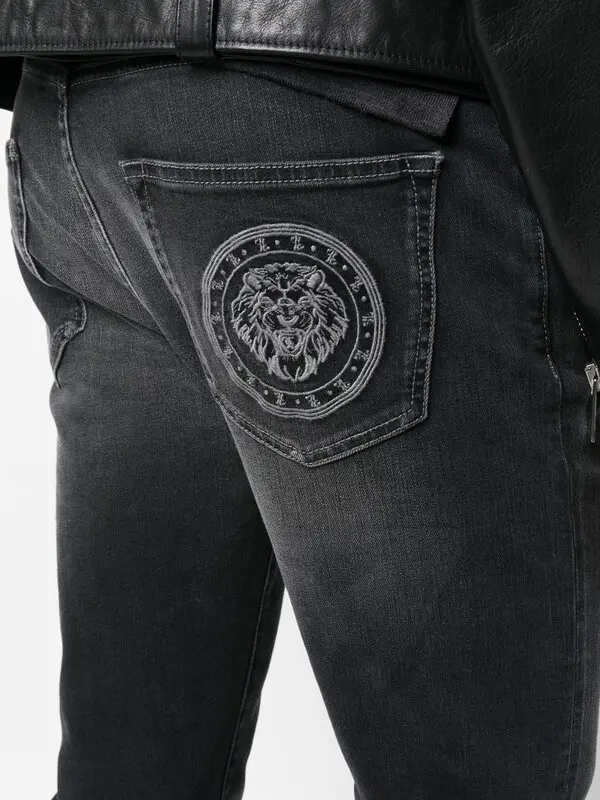 BILLIONAIRE Logo-patch Straight-leg Jeans - Black