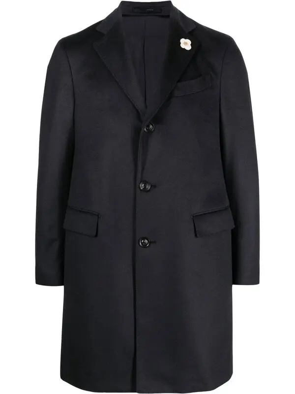 LARDINI Single-breasted Cashmere Overcoat - Grey