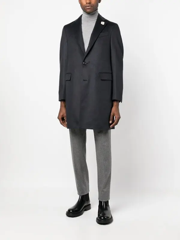 LARDINI Single-breasted Cashmere Overcoat - Grey