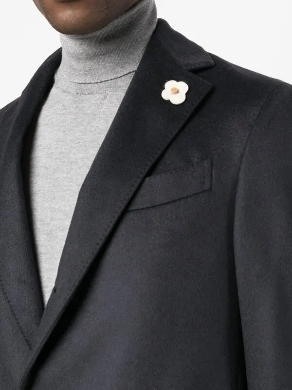 LARDINI Single-breasted Cashmere Overcoat - Grey