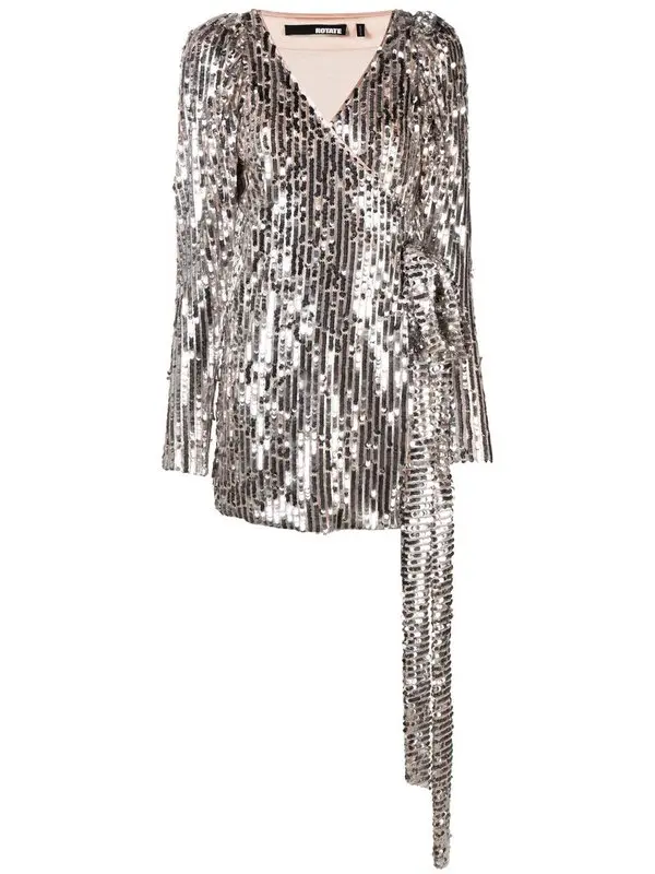 ROTATE BY BIRGER CHRISTENSEN Sequin-embellished V-neck Dress
