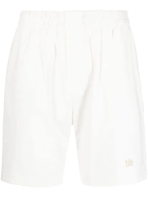 ADVISORY BOARD CRYSTALS Logo Print Lounge Shorts - White